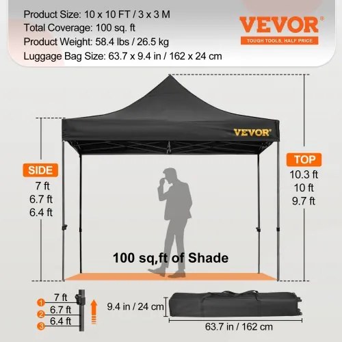 3,05 × 3,05 m vyskakovací stan s baldachýnem