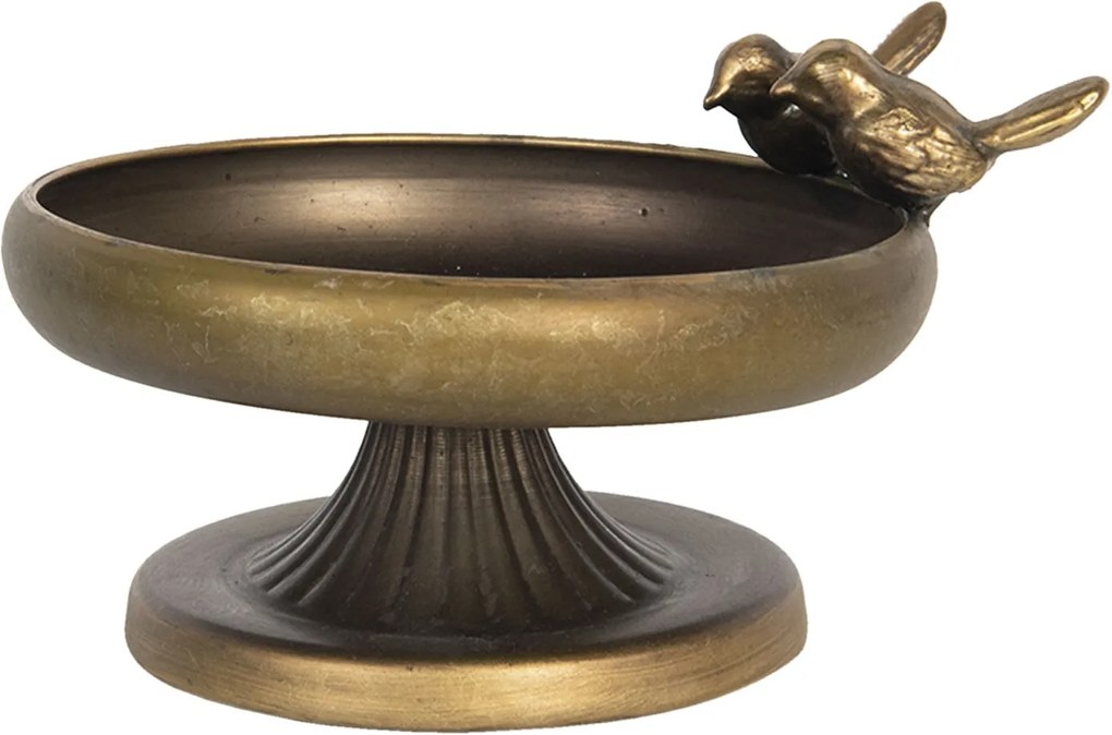 Dekorační bronzová kovová mísa s ptáčky - 18*22*12 cm