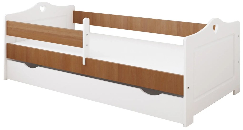 BabyBeds Dětská postel EMMA srdíčka Velikost postele: 180x80 cm, Barevné provedení: Šedá, Úložný prostor: Ano, s úložným prostorem Bílá