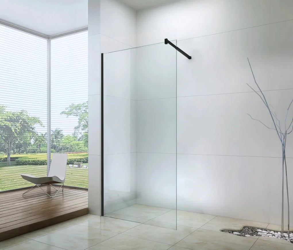 Mexen sprchová zástěna WALK-IN, 6mm sklo, 50cm, černý profil, čiré sklo, 850-050-000-70-00