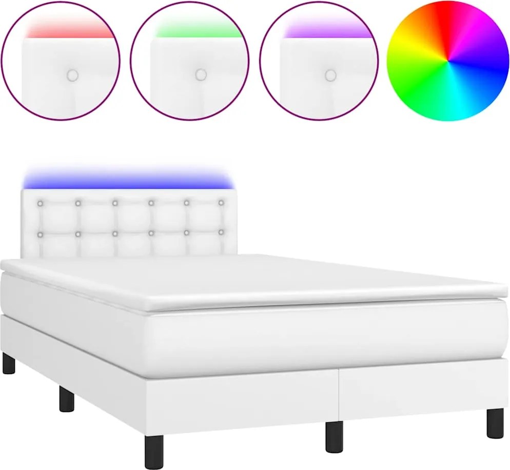 Box spring postel s matrací a LED bílá 120 x 190 cm umělá kůže 3270136