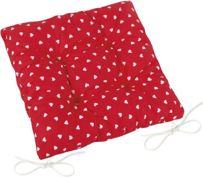 Bellatex Sedák Adéla prošívaný 40x40 cm Srdíčka Červená,Bílá