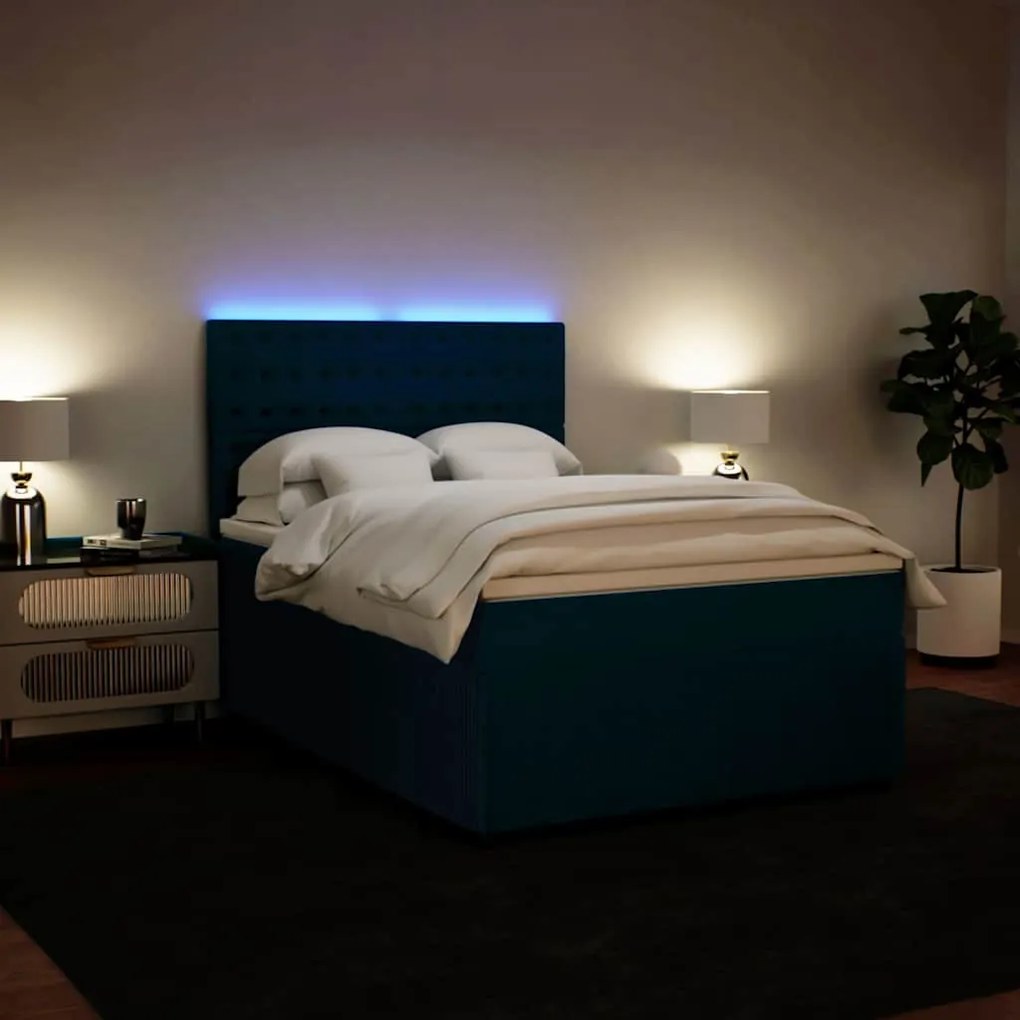 Box spring postel s matrací modrá 160 x 200 cm samet 3294698