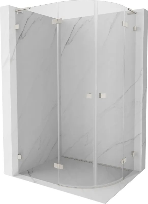 Mexen Lunar, L půlkruhový sprchový kout naklápěcí doleva 90 x 80 cm, 8mm čiré sklo, ocelový profil, 833L-090L-080P-97-00