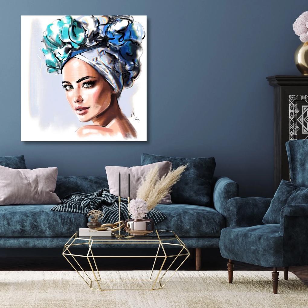 Gario Obraz na plátně Portrét Krásná žena Modré oči - Irina Sadykova Rozměry: 30 x 30 cm