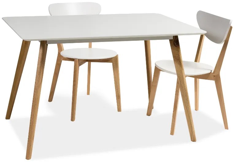 Jídelní stůl, bílá/dub, MILAN 120x80