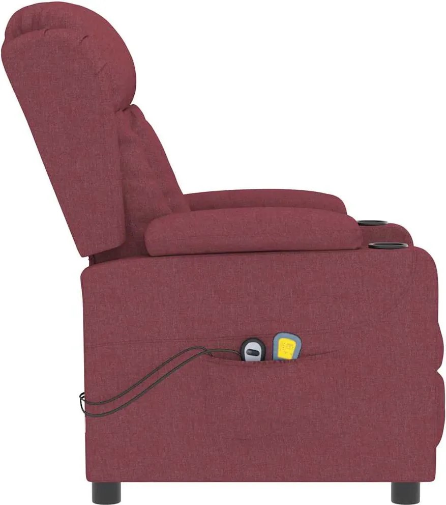 Elektrické masážní křeslo vínové textil 3098792