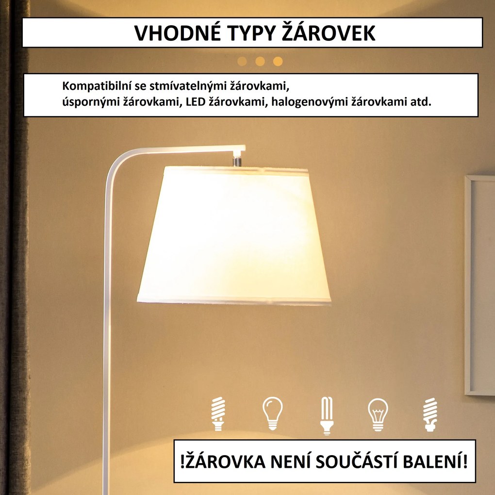Odkládací stolek se stolní lampou, přírodní-bílá B31-320