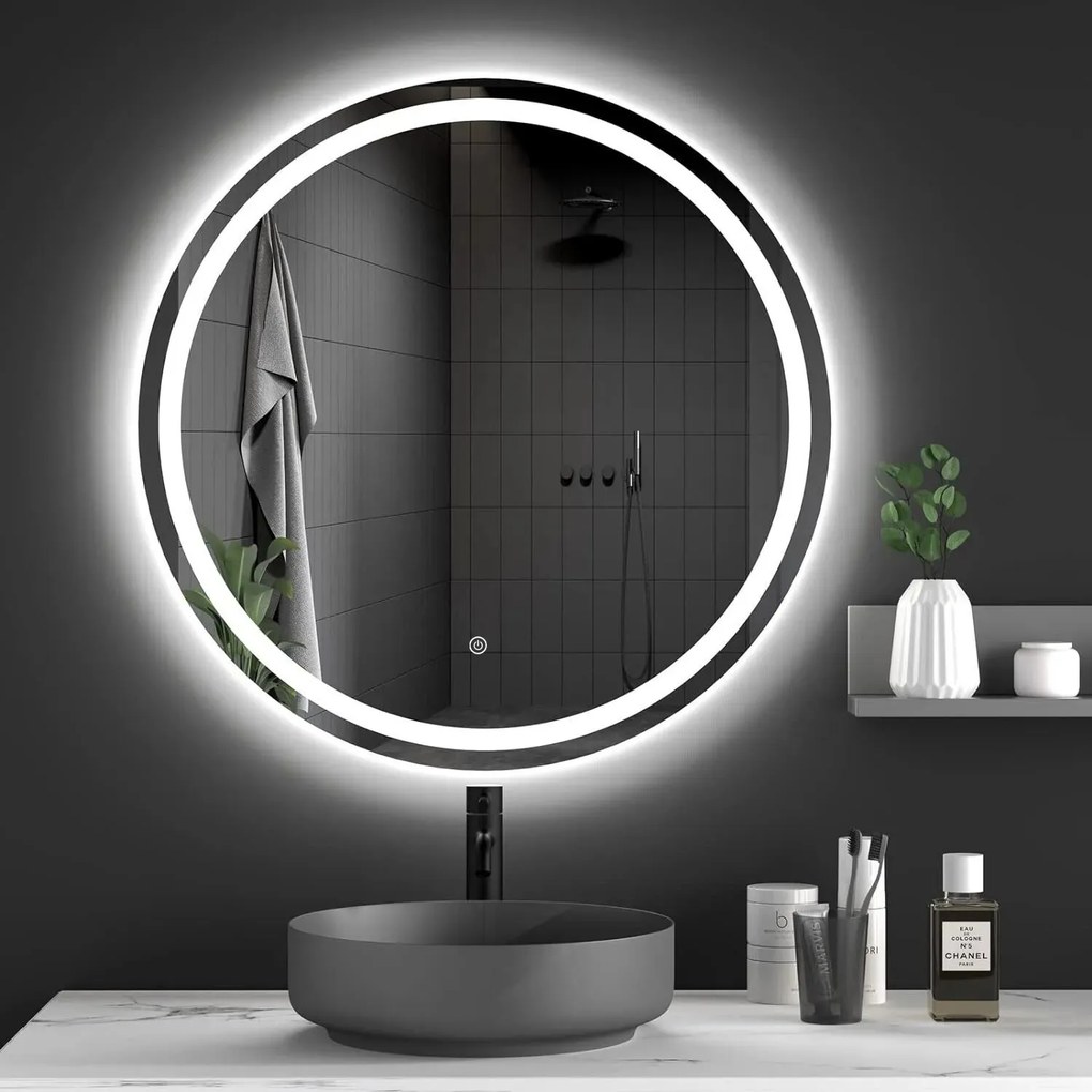 Tutumi Zrcadlo ⌀70 cm s regulovatelným LED osvětlením HOM-09519