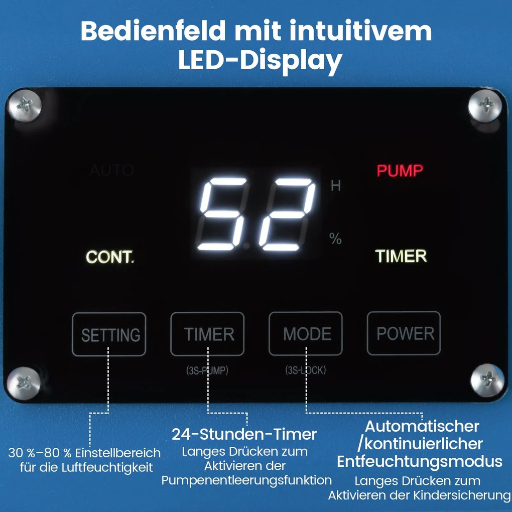 Costway 66 L/Day elektrický odvlhčovač s vypouštěcí hadicí