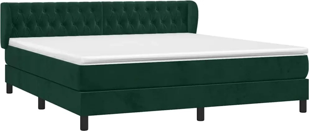 Box spring postel s matrací tmavě zelená 160x200 cm samet 3127682