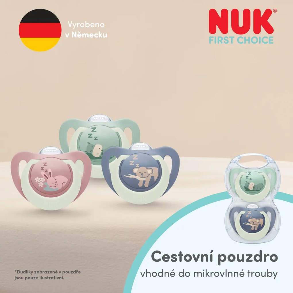 NUK First Choice Night Dudlík 0-6 m 2 ks box  Hippo/koala