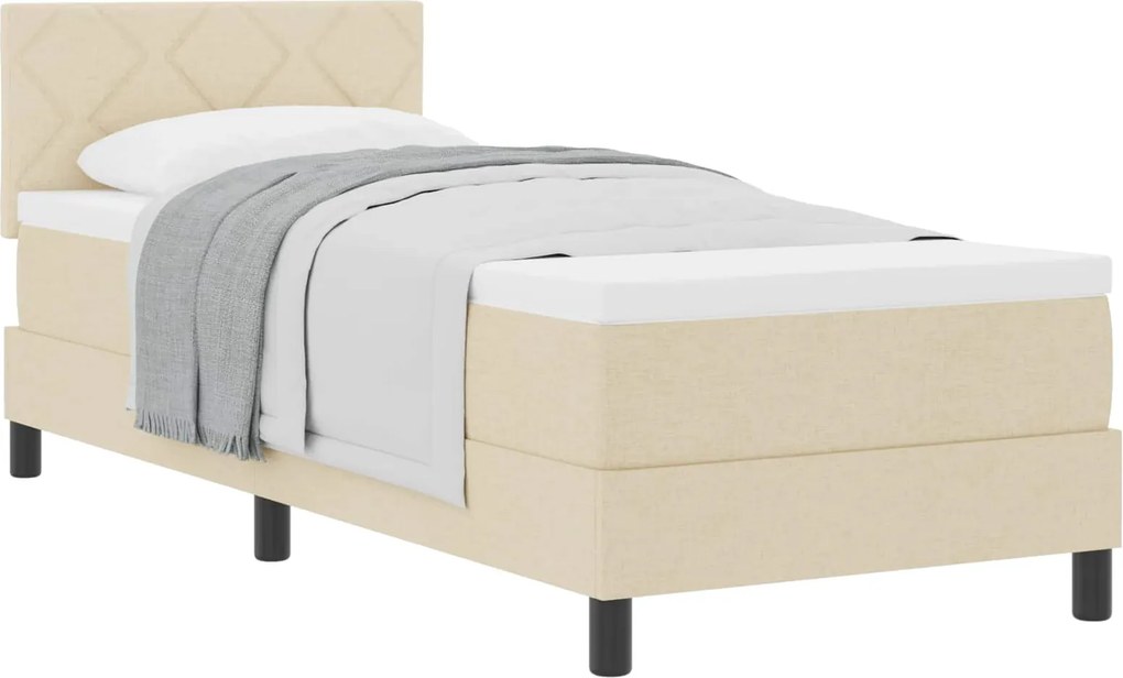 Postel s boxspringem s čelo Krémová 80 x 200 cm textil 3338725