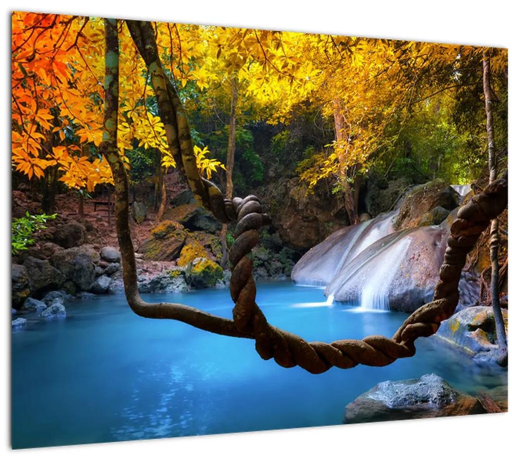Skleněný obraz - Vodopády v Asii (70x50 cm)