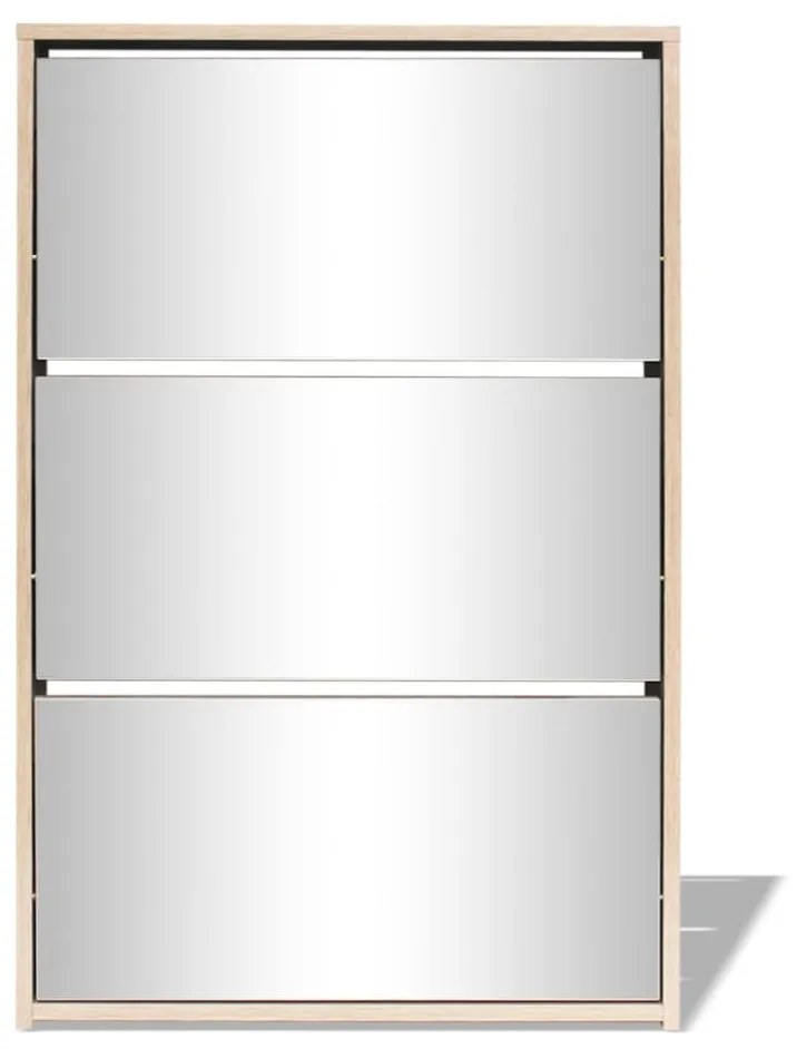 Botník třípatrový zrcadlový dub 63 x 17 x 102,5 cm - Default Title