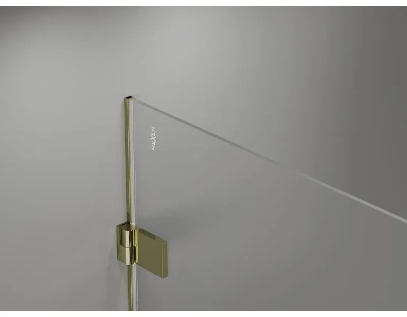 Mexen Lunar-B, pravostranný výklopný sprchový kout 100 x 70 cm, 8mm čiré sklo, zlatý profil, 832-100-070-50-00-P