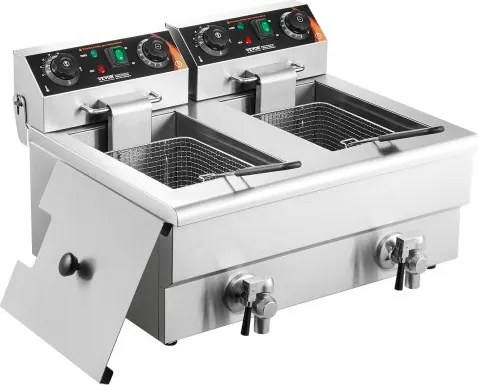 Komerční elektrická fritéza Stolní fritéza s dvěma nádržemi 6000 W
