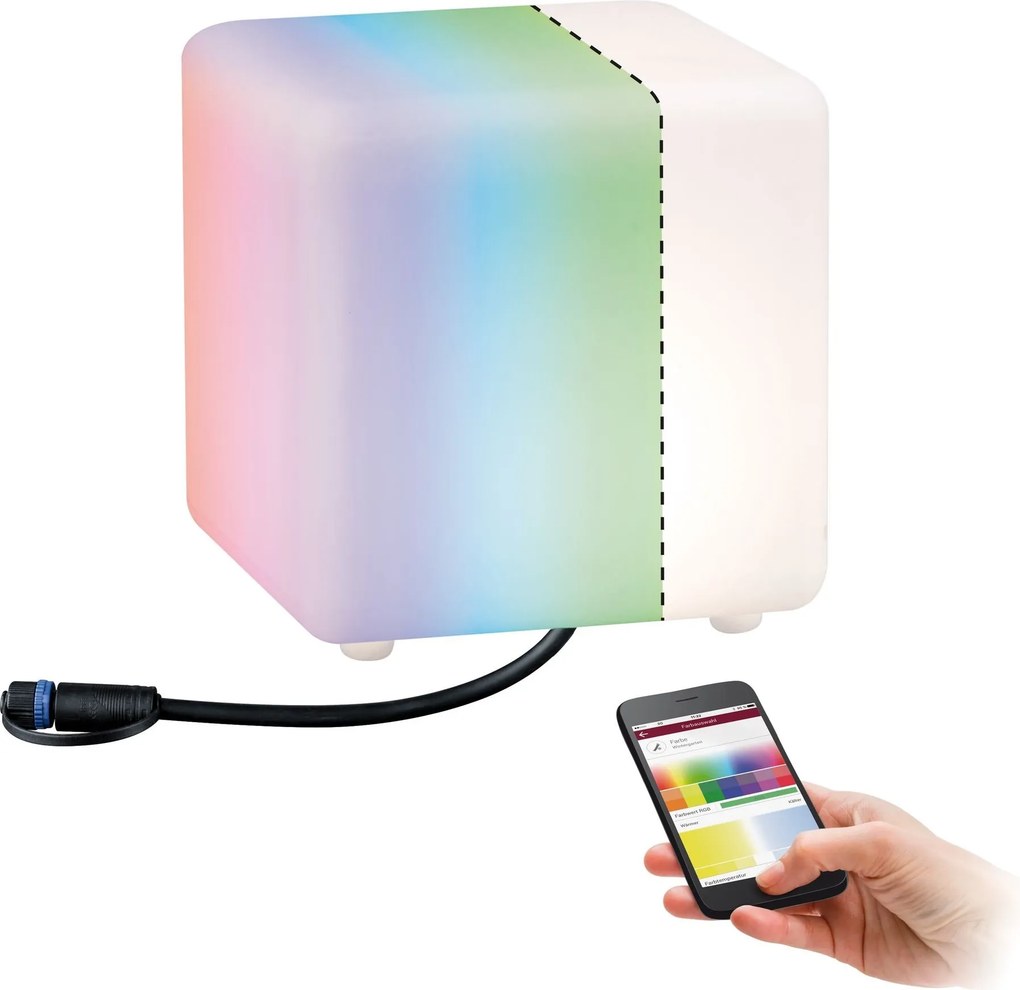 P 94268 VÝPRODEJ VZORKU - Svítidlo venkovní Plug & Shine ZigBee RGBW Cube 2,8W 24V  - PAULMANN
