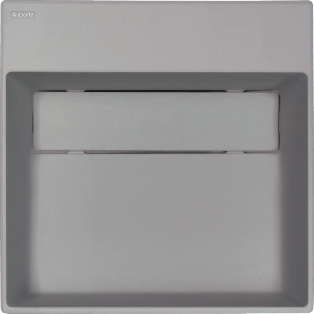 Deante Correo, granitové umyvadlo na desku s poličkou pod baterii a krycí deskou 400x400x130 mm, šedá metalíza, CQR_SU4M