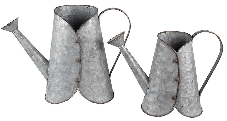 2ks plechové antik obaly na květináče ve tvaru konve v saku - 40*16*29 / 32*14*24 cm