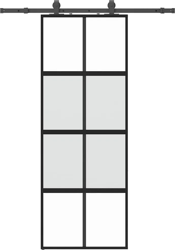 Posuvné dveře se sadou kování černé 76x205 cm Tvrzené sklo 3375918