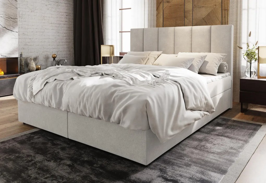 Expedo Čalouněná postel boxspring KARDI, 140x200, sawana 21 + topper