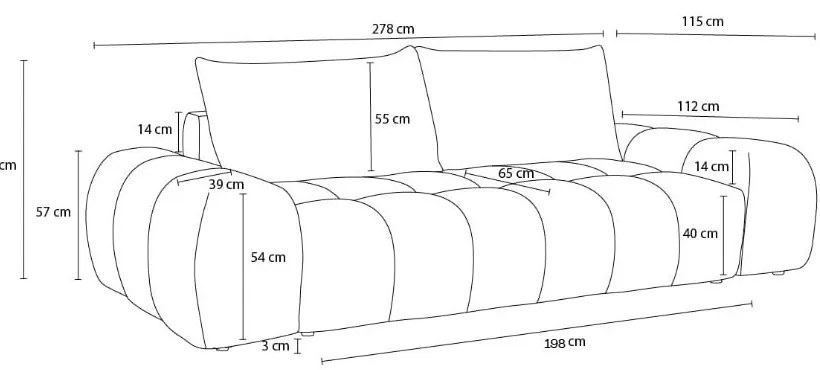 Bílá žinylková pohovka 278 cm Everest – Bobochic Paris