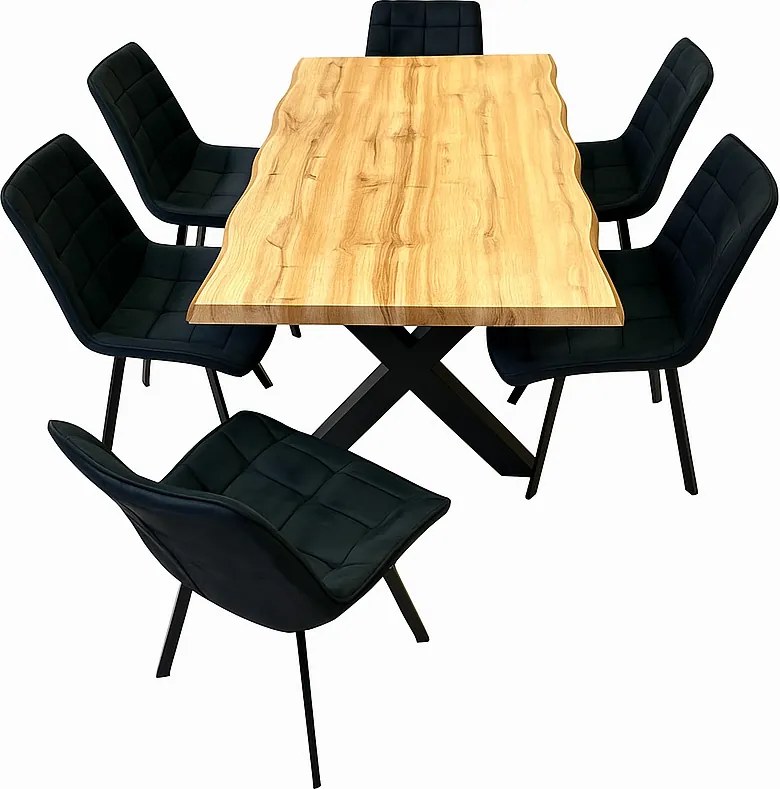 Vikio Jídelní set pro 6 osob 140x90 cm dub-černá VJS114-61C