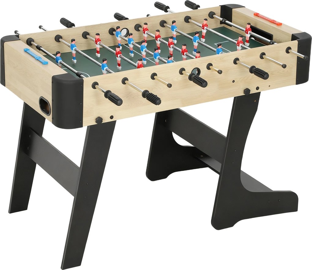 SPORTNOW skládací stolní fotbal (foosball), dřevěný dekor, 22 hráčů, 8 rukojetí, 8 tyčí — pro 2–4 hráče, rodiny a večírky — 118 × 107,5 × 78 cm, přír…