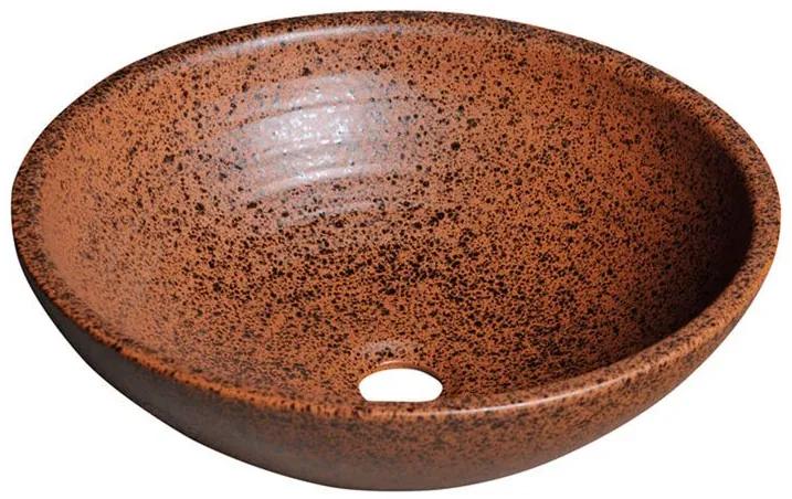 ATTILA keramické umyvadlo, průměr 46,5 cm, terakota hnědá (DK014) SAPHO