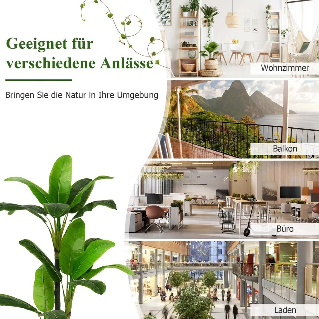Costway 150 cm vysoký umělý banánovník tropická palma, zelený