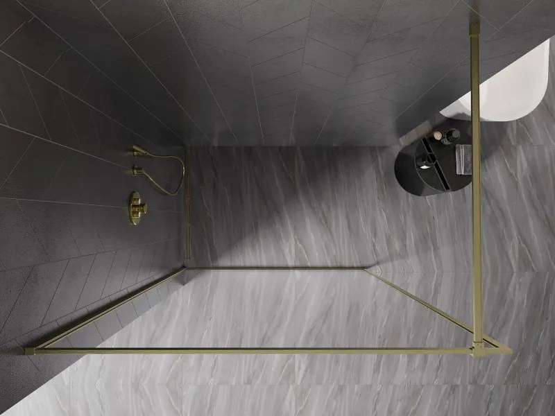 Mexen Kioto-F sprchová stěna Walk-in s rámem 120 x 202 cm, transparentní 8 mm, zlatá kartáčovaná - 800-120-104-55-00