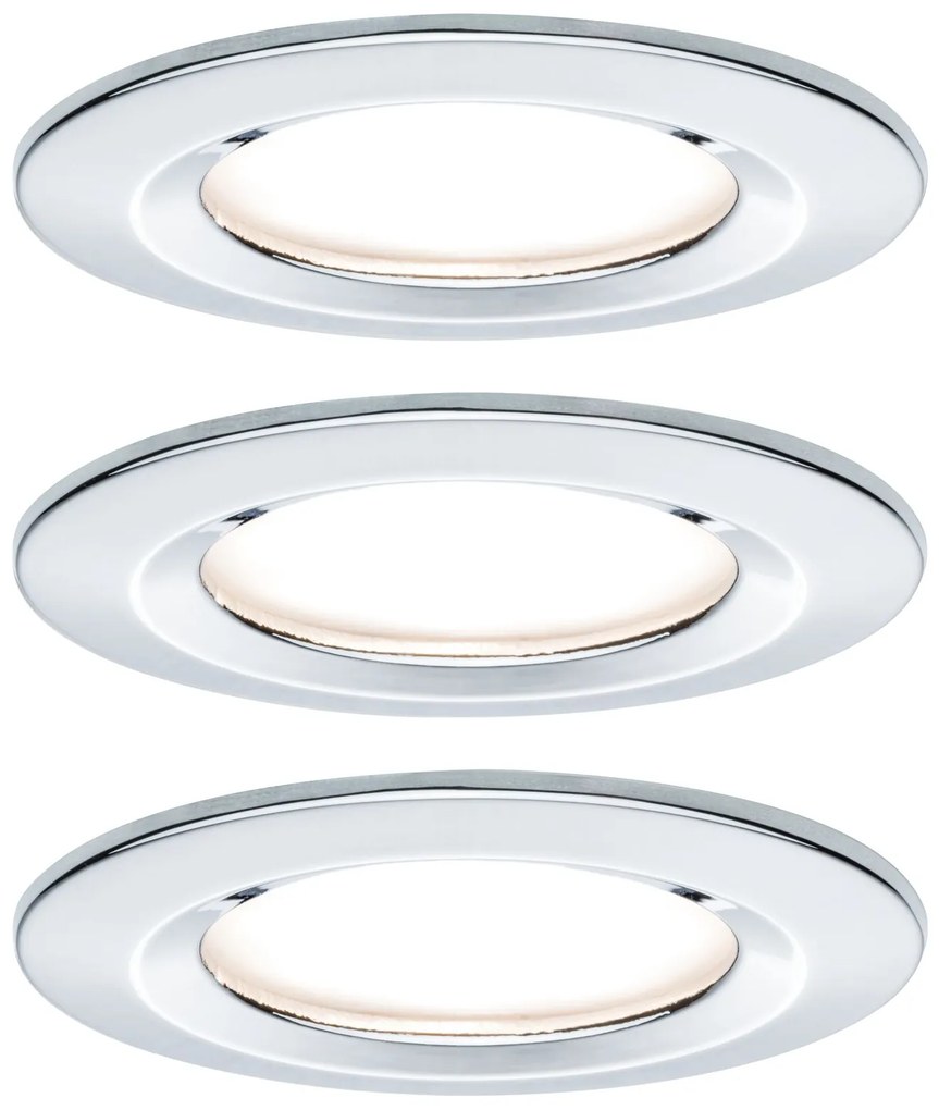 Paulmann 93499 LED Coin Nova round, set kulatých bodovek v chromové úpravě, LED 3x6,5W 2700K tříkrokové stmívání, prům. 7,8cm, IP44