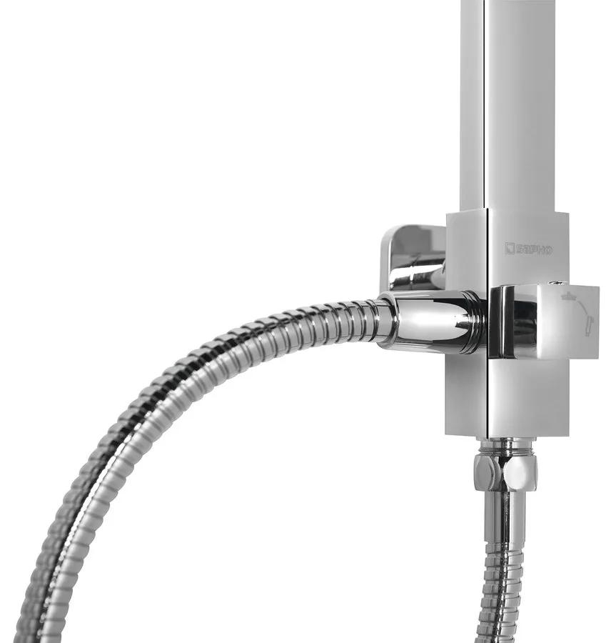 Sapho, Sprchový sloup k napojení na baterii, pevná a ruční sprcha, hranatý, chrom, 1202-29
