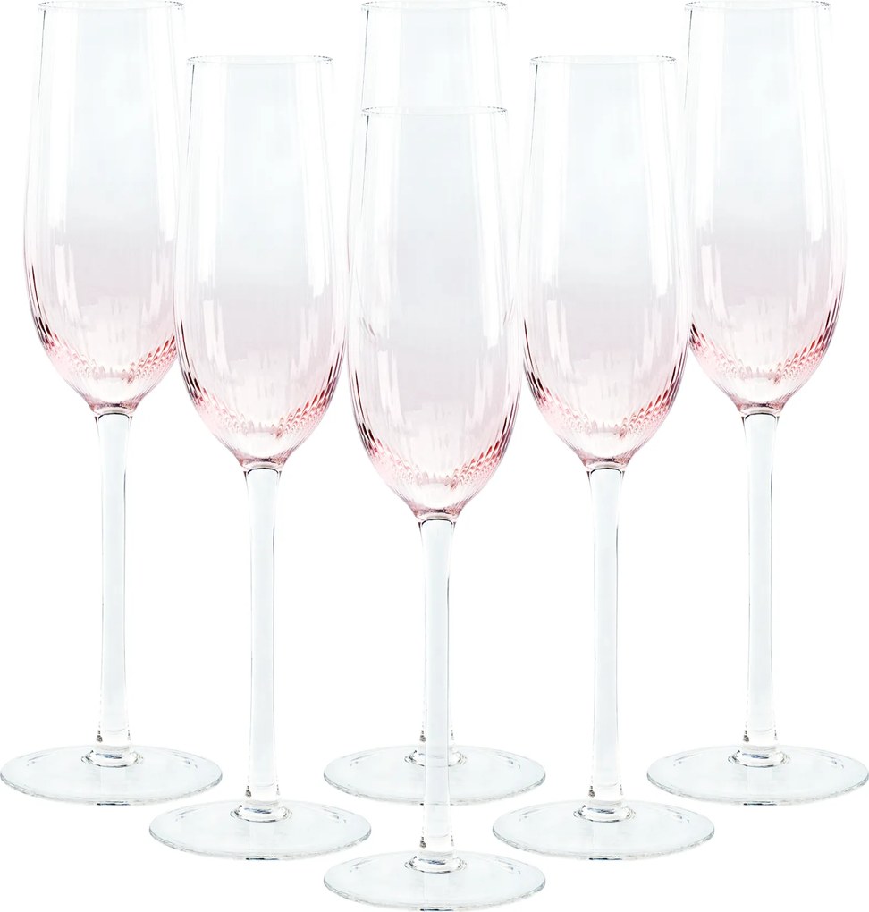 Sklenice na šampaňské, set 6 ks, 280 ml, růžová, CELESTE TYP 1