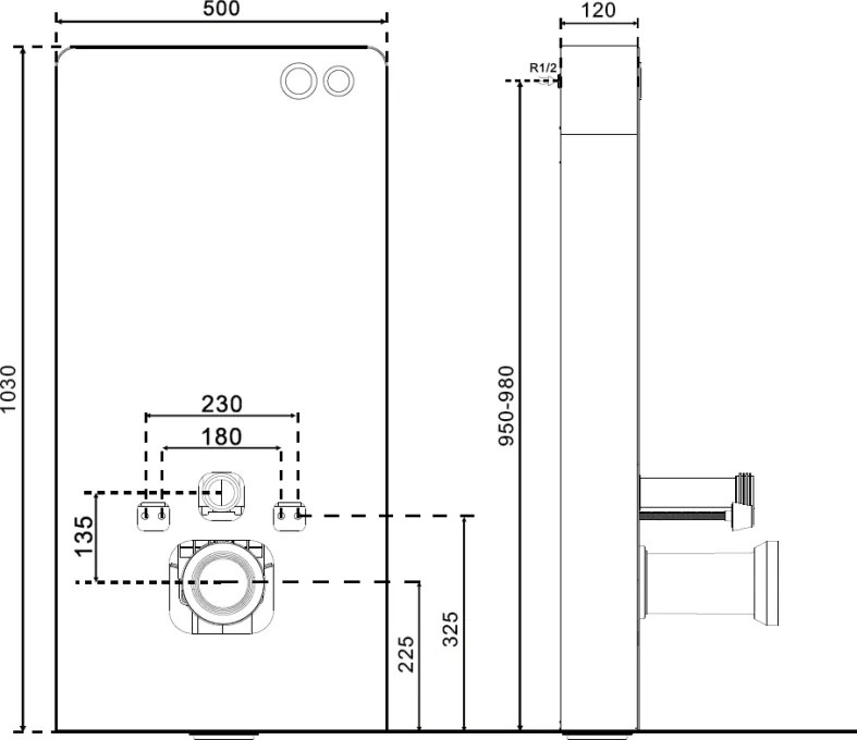 Mexen Tex Air G, nadomítkový rám s pneumatickým ovládáním pro WC, černé sklo, 61150A-70