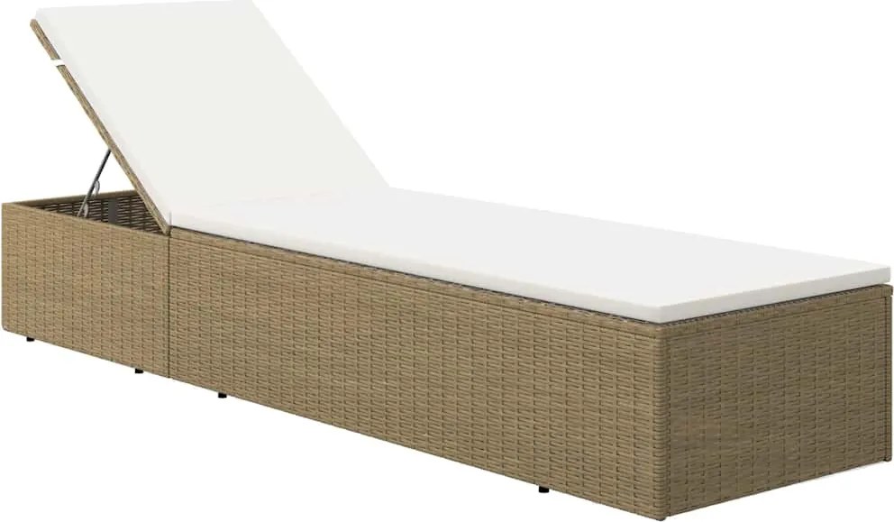Zahradní lehátko polyratan hnědé a krémově bílé 310147