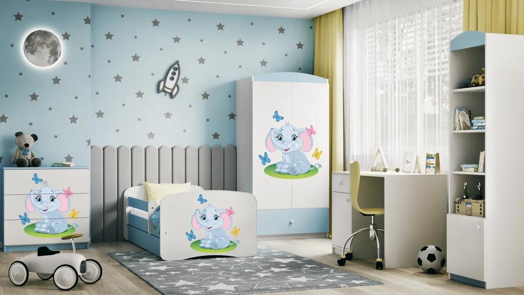 Dětská postel Babydreams slon s motýlky modrá