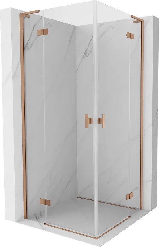 Mexen Mist-H L Duo, 2-křídlý ​​sprchový kout 110 x 110 cm, čiré sklo, měděný matný profil, 8A5L-110L-110P-65-00