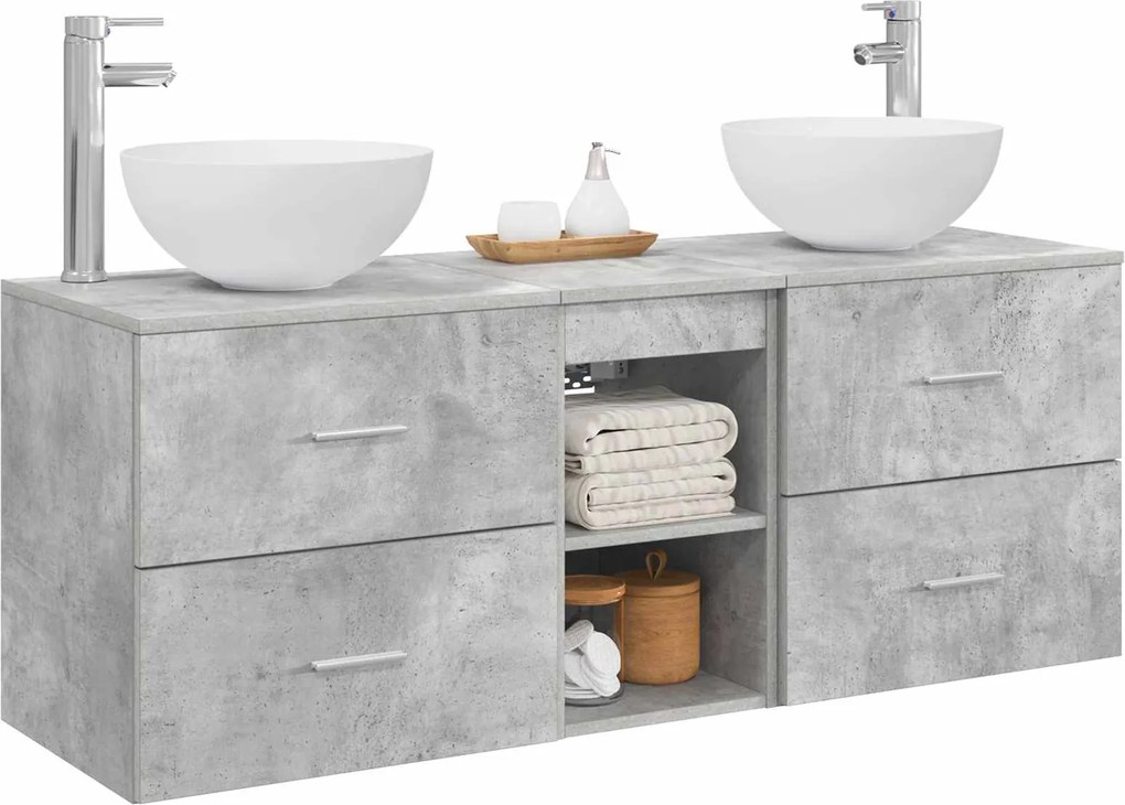 Sada koupelnových skříněk 3 ks Betonově šedá 49,5 x 35 x 63 cm 3405790