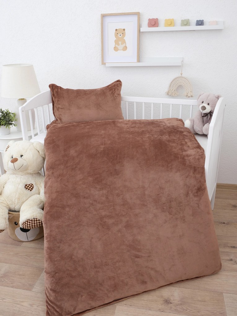 MK Lůžkoviny Mikroplyšové povlečení do postýlky Exclusive - Laura mocha mousse 100 × 135 cm, 40 x 60 cm