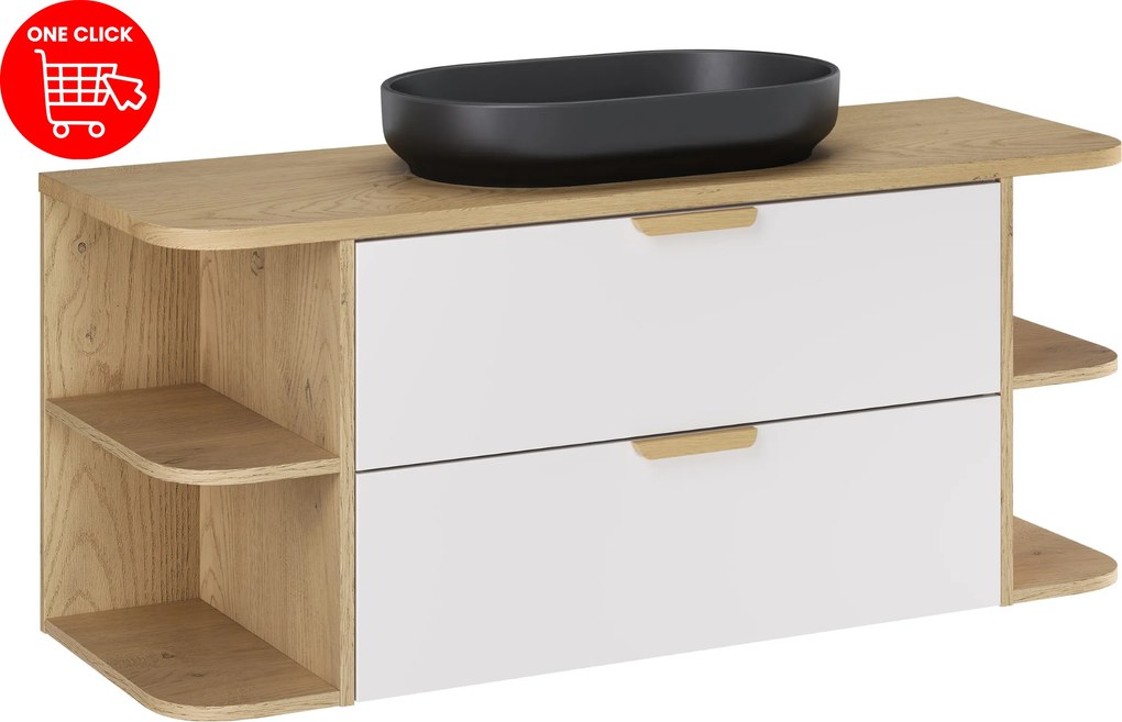 Comad Koupelnová skříňka s deskovým umyvadlem set Aster White 120 bílá/dub cremona