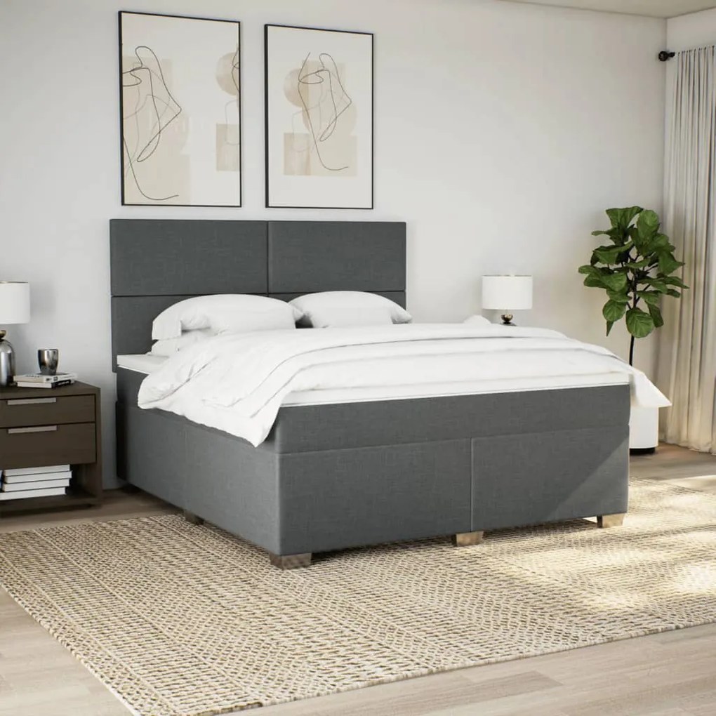 Box spring postel s matrací tmavě šedá 180x200 cm textil 3292861