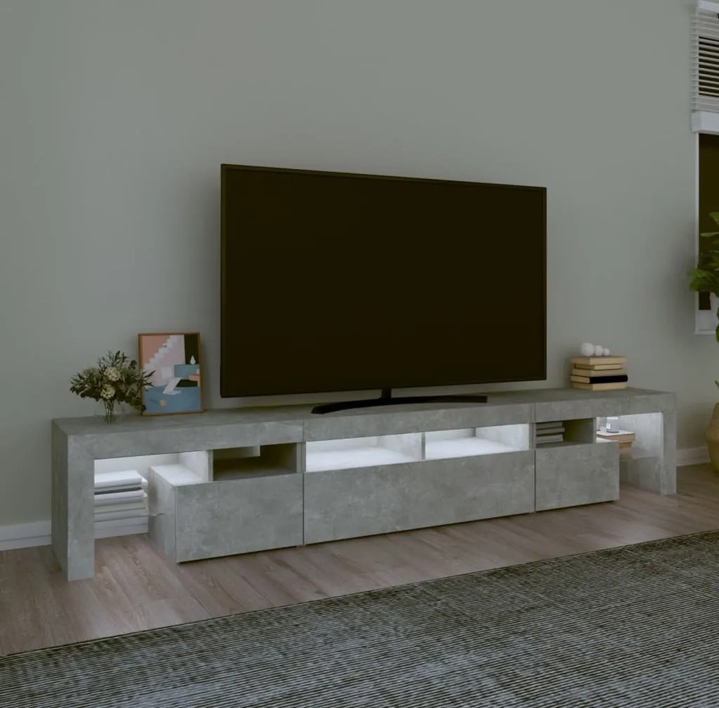 vidaXL TV skříňka s LED osvětlením 230x36,5x40 cm [3152789] Barva: bílá s vysokým leskem