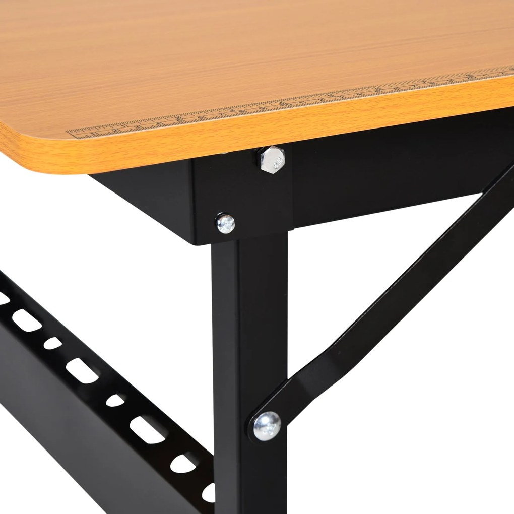 HOMCOM Skládací pracovní stůl s pravítkem Nosnost 100 kg 100x60x75,5 cm Přirozená a černá