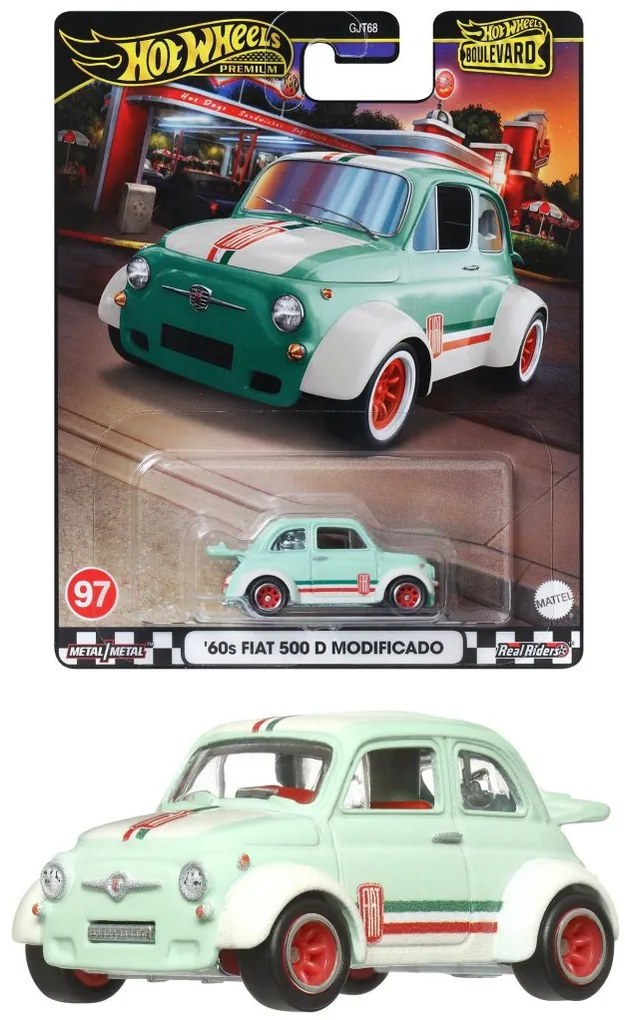 Hot wheels boulevard '60s fiat 500 d modificado, mattel hrt65