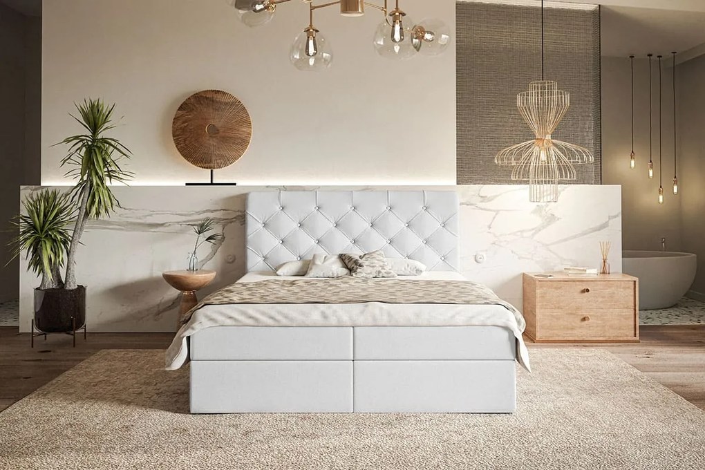 Boxspring s prošívaným čelem Gilda 160x200 cm Barva: Modrá - Kronos 09