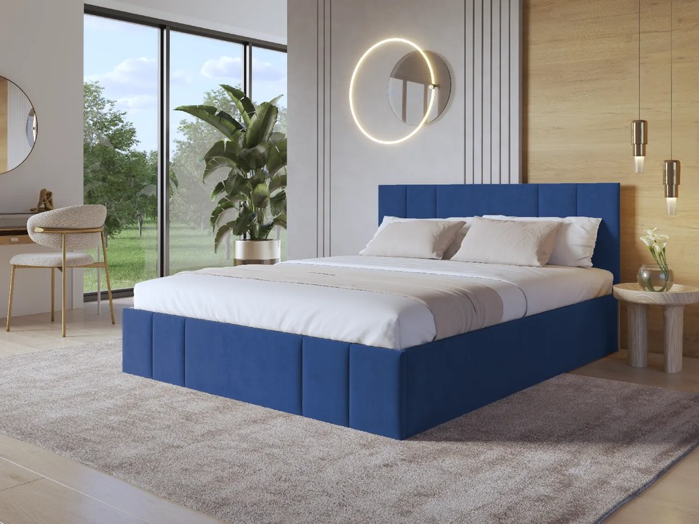 Eka Čalouněná postel SAMANTA 120x200 cm Barva látky Trinity: Tmavě modrá (Trinity 2331)