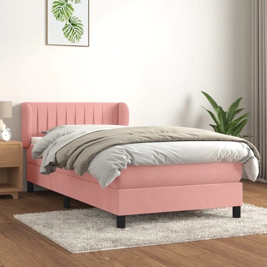 vidaXL Box spring postel s matrací 80 x 200 cm samet [3127577] Barva: Černá