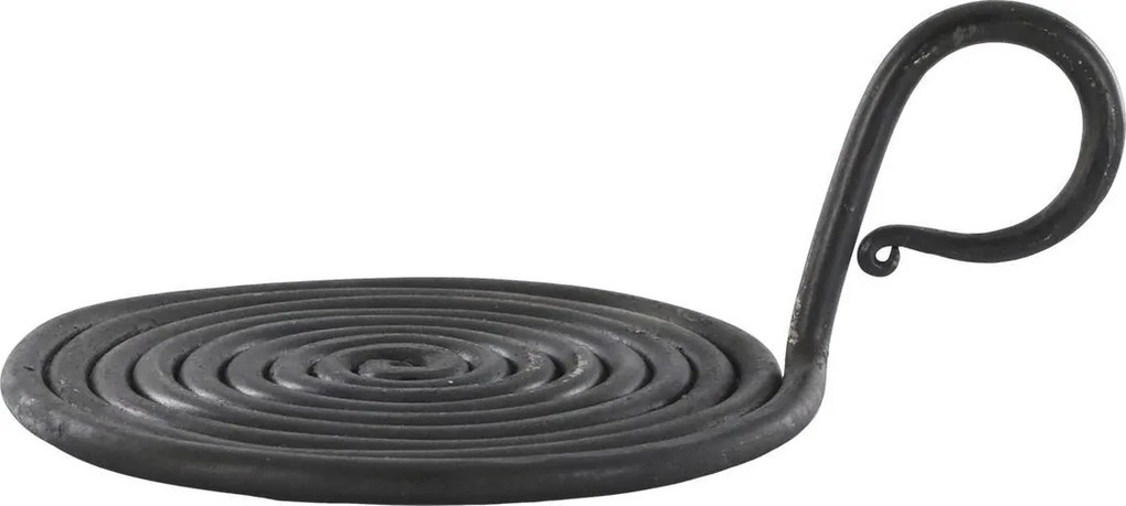 Černý antik kovový svícen pro sloupovou svíčku Spirel - Ø 12*7cm